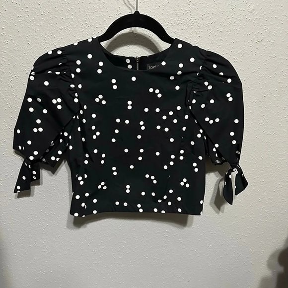 Topshop | Tops | Topshop Black And White Polka Dot Crop Top | Poshmark